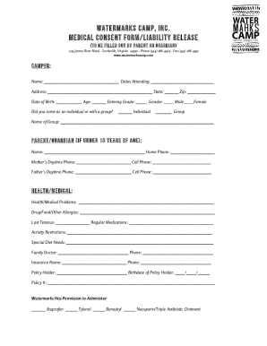 Fillable Online Watermarks Camp - Fill and Sign Printable Template ...