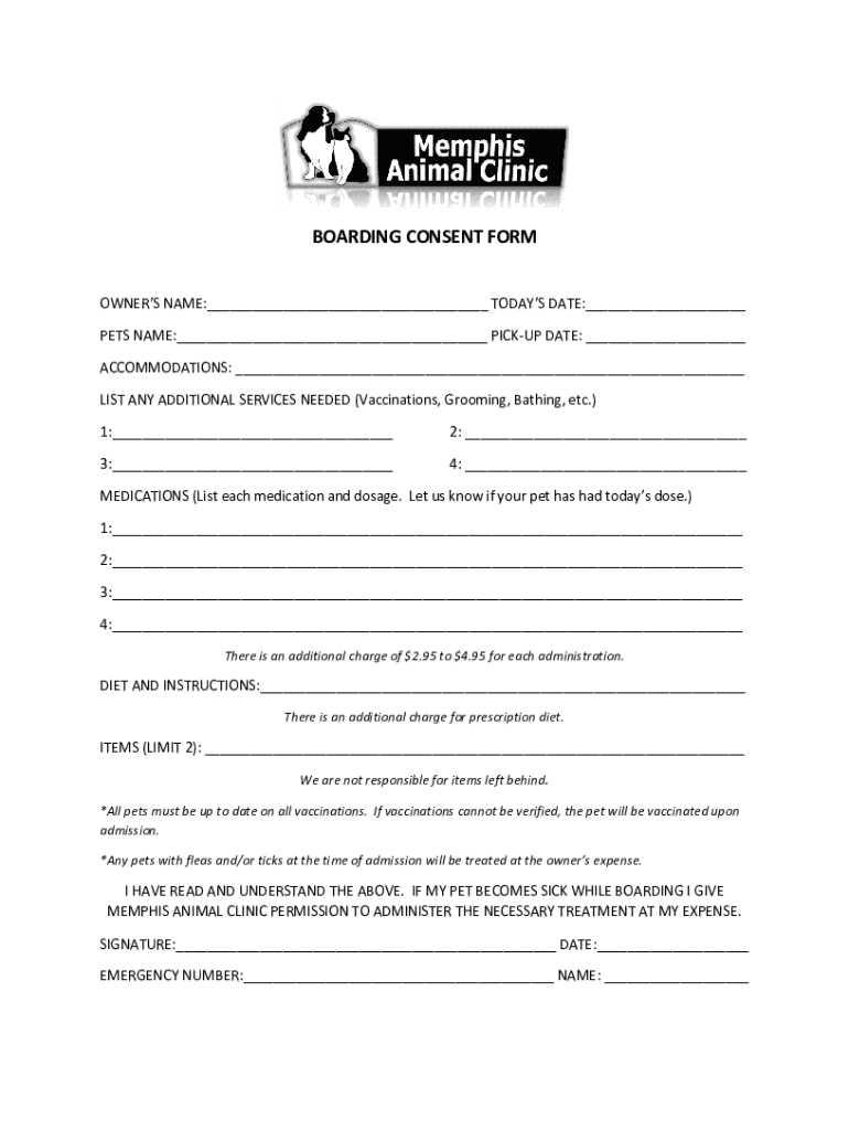 Fillable Online Boarding Consent Form- NR or WAC Fax Email Print - pdfFiller