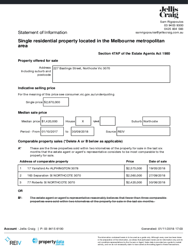 Fillable Online Sam Rigopoulos - Real Estate, Property & Homes for Sale ...