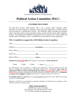Fillable Online PAC Contribution Form - Associated Subcontractors of ... Fax Email Print - pdfFiller