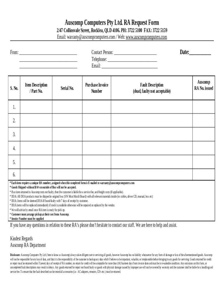 Auscomp Computers Pty Ltd Doc Template | pdfFiller