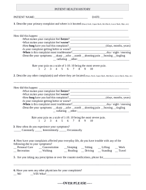 Fillable Online Health History Form - Chiromatrix Fax Email Print ...