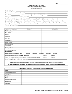 Fillable Online PLEASE COMPLETE BOTH SIDES OF INTAKE FORM Fax Email ...