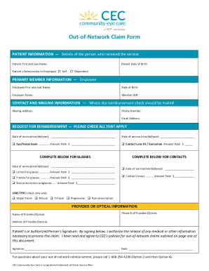 Fillable Online Out-of-Network Claim Form Instructions Fax Email Print ...