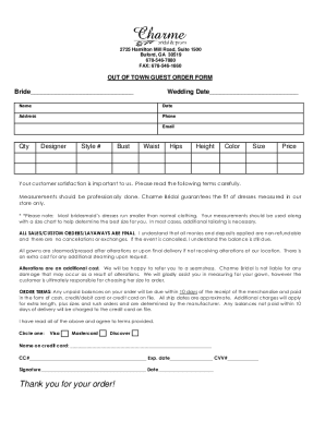 Fillable Online Gown order form-Vista Fax Email Print - pdfFiller