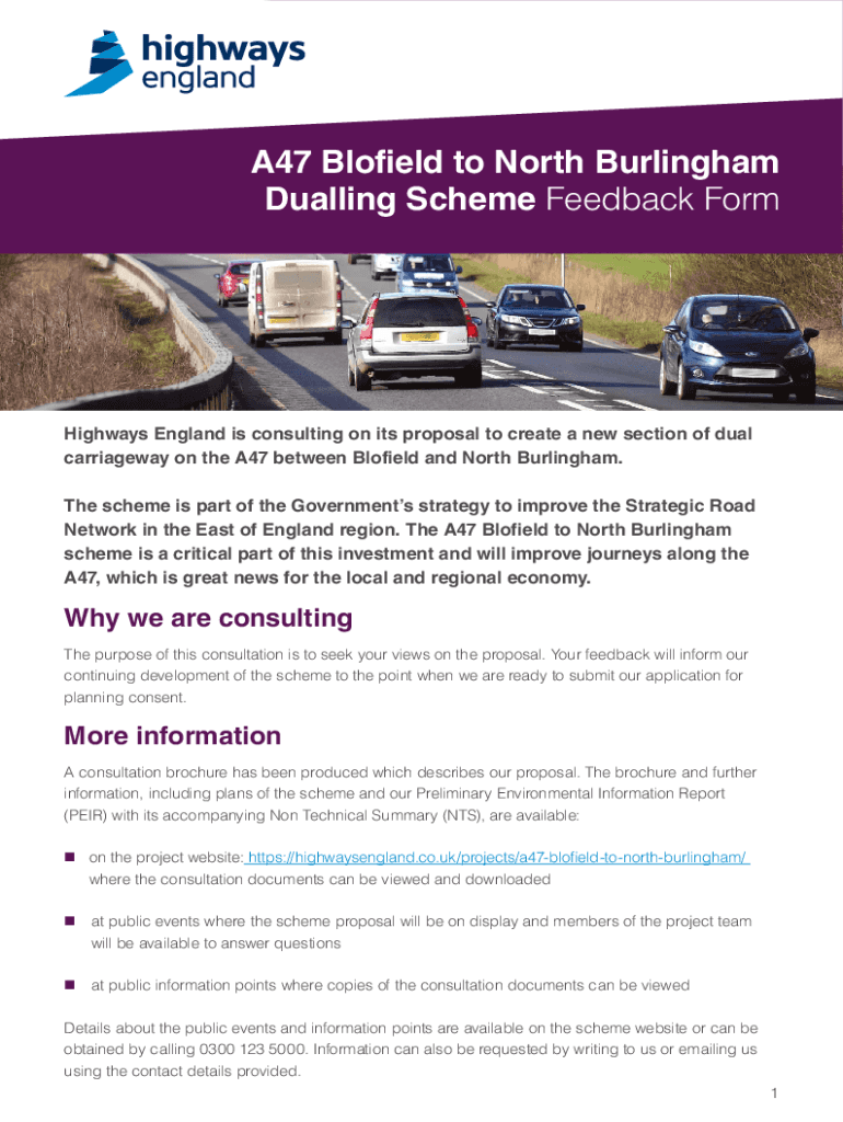 Fillable Online Further improvements made to plans for A47 Blofield to ...