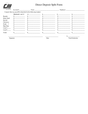 Fillable Online Direct Deposit Split Form Fax Email Print - pdfFiller