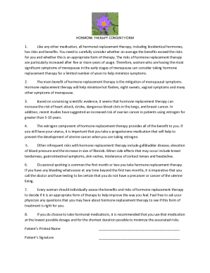 Fillable Online Consent for Hormone Replacement Therapy - Ideal Health ...