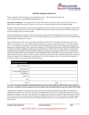 Fillable Online Business VoIP E911 Emergency Service Form Fax Email ...