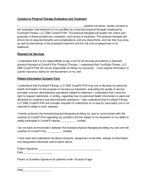 Fillable Online Consent for treatment - Spectrum Physical Therapy Fax ...