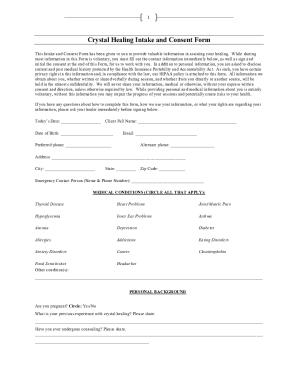 Fillable Online Crystal Healing Intake and Consent Form - Deb's Glad ...