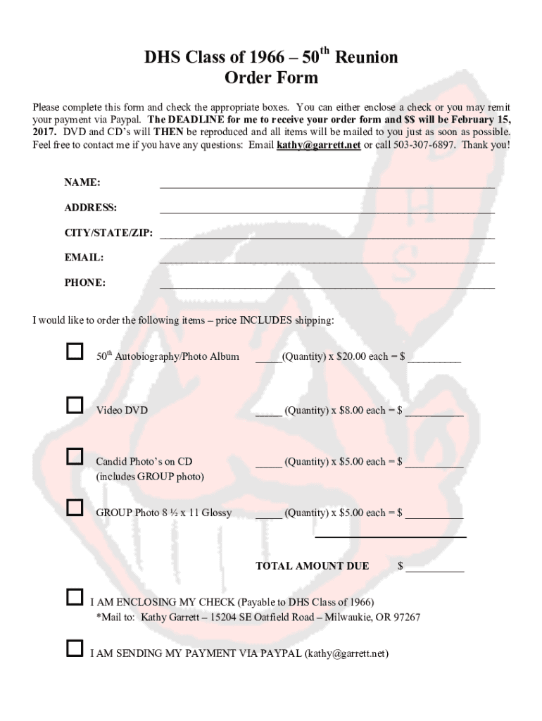 Fillable Online 50 th Reunion Questionnaire Fax Email Print - pdfFiller