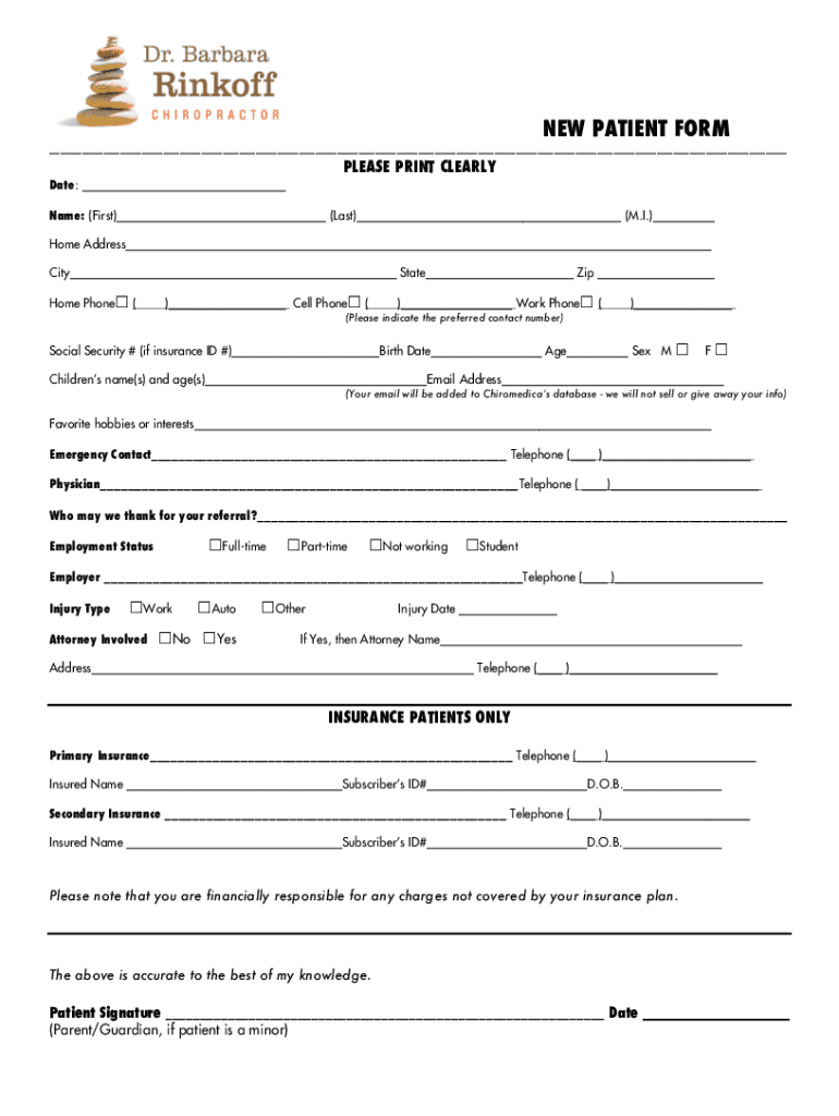 Fillable Online SOUTH VALLEY ENT ASSOCIATES PATIENT INFORMATION FORM ...