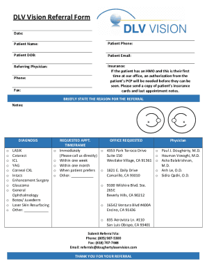 Fillable Online DLV Vision Referral Form - Dougherty Laser Vision Fax ...