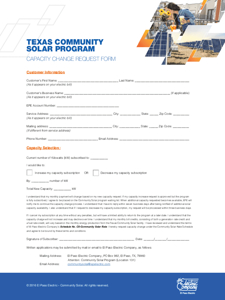 Fillable Online El Paso Electric Welcome - Electricity for West Texas ... Fax Email Print ...
