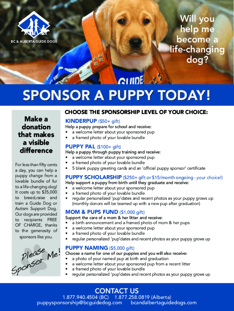 Fillable Online Alberta Guide Dogs (a division of BC Guide Dog Services ...