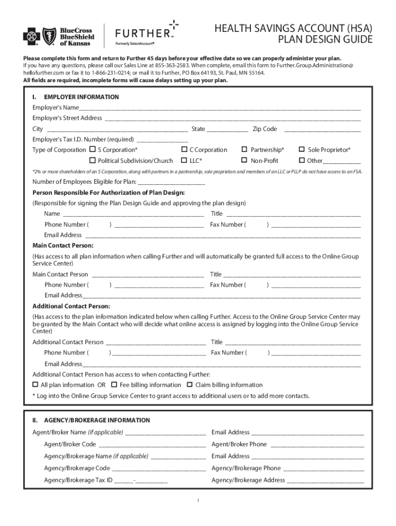 Fillable Online HEALTH SAVINGS ACCOUNT (HSA) DIRECT PLAN DESIGN GUIDE Fax Email Print - pdfFiller
