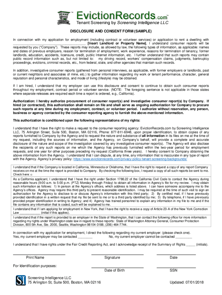 Fillable Online Disclosure and Authorization Consent Form. Disclosure and Authorization Release ...