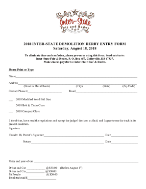 Fillable Online 2018 Demo Entry Form.docx Fax Email Print - pdfFiller