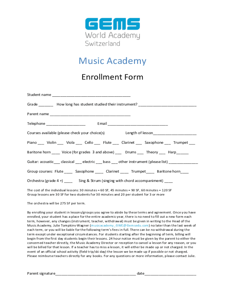 Fillable Online Extracurricular Activities - GEMS Education Fax Email ...