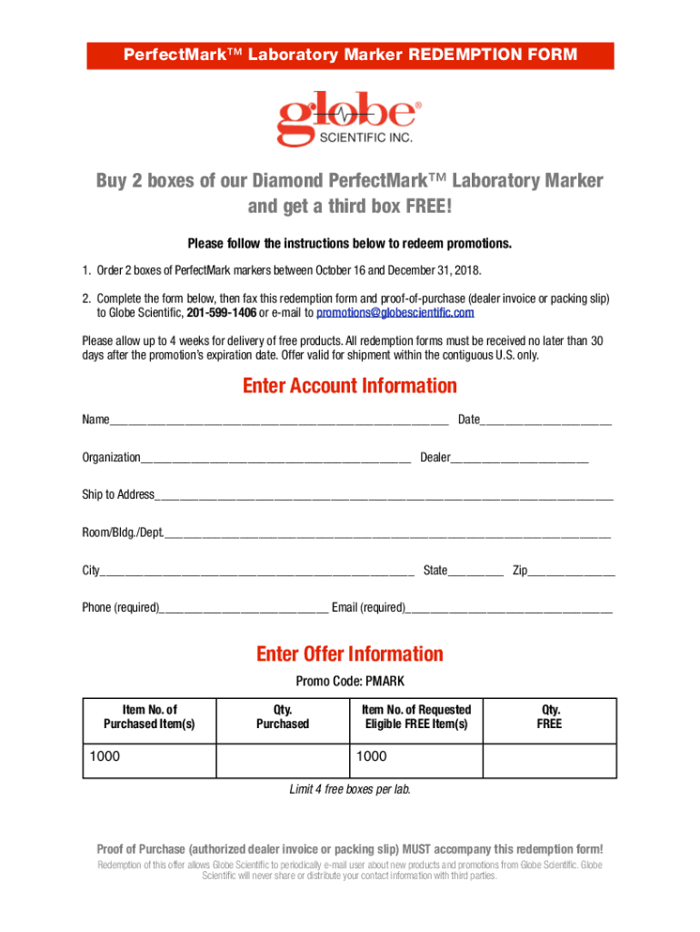 Fillable Online PerfectMark Redemption Form Fax Email Print - pdfFiller