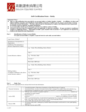 Fillable Online Self-Certification Form Entity - Goldin Equities Fax ...