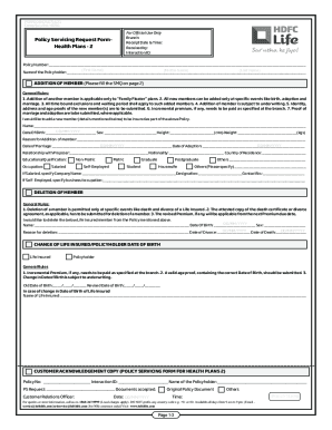 Fillable Online For Official Use Only Policy Servicing Request Form ...