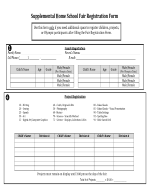 Fillable Online Registration Form - Supplemental - The Homeschool Fair ...