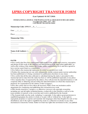 Fillable Online IJPRS COPYRIGHT TRANSFER FORM Fax Email Print - pdfFiller
