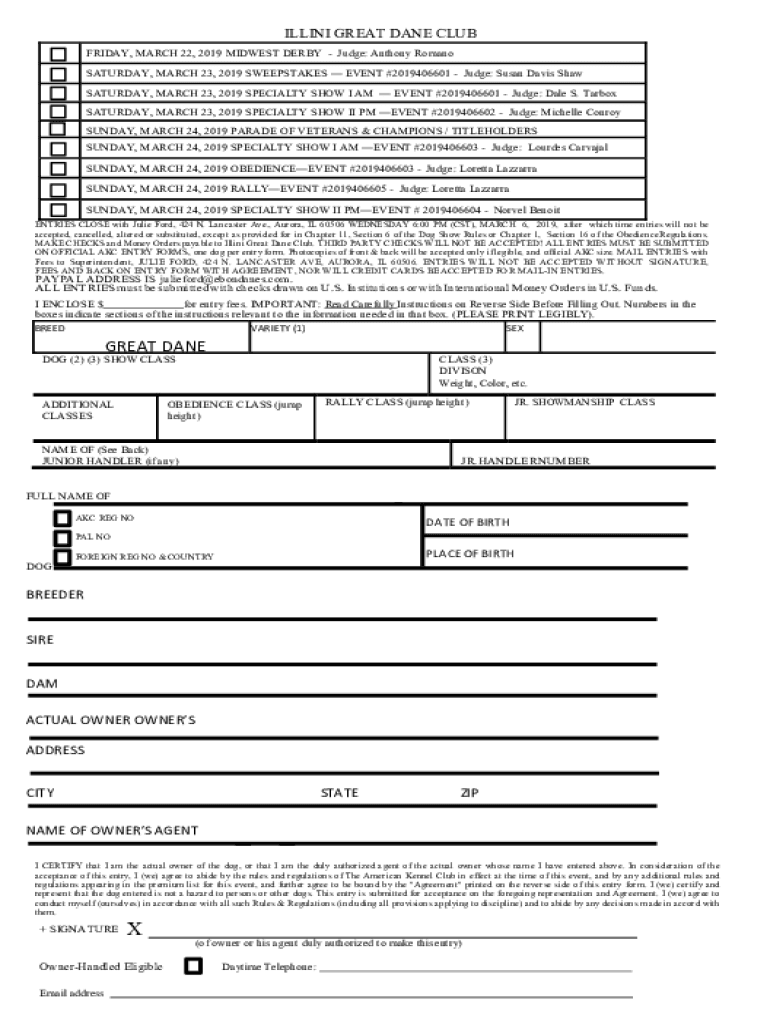 Fillable Online JUDGING PROGRAM - Illini Great Dane Club Fax Email Print - pdfFiller