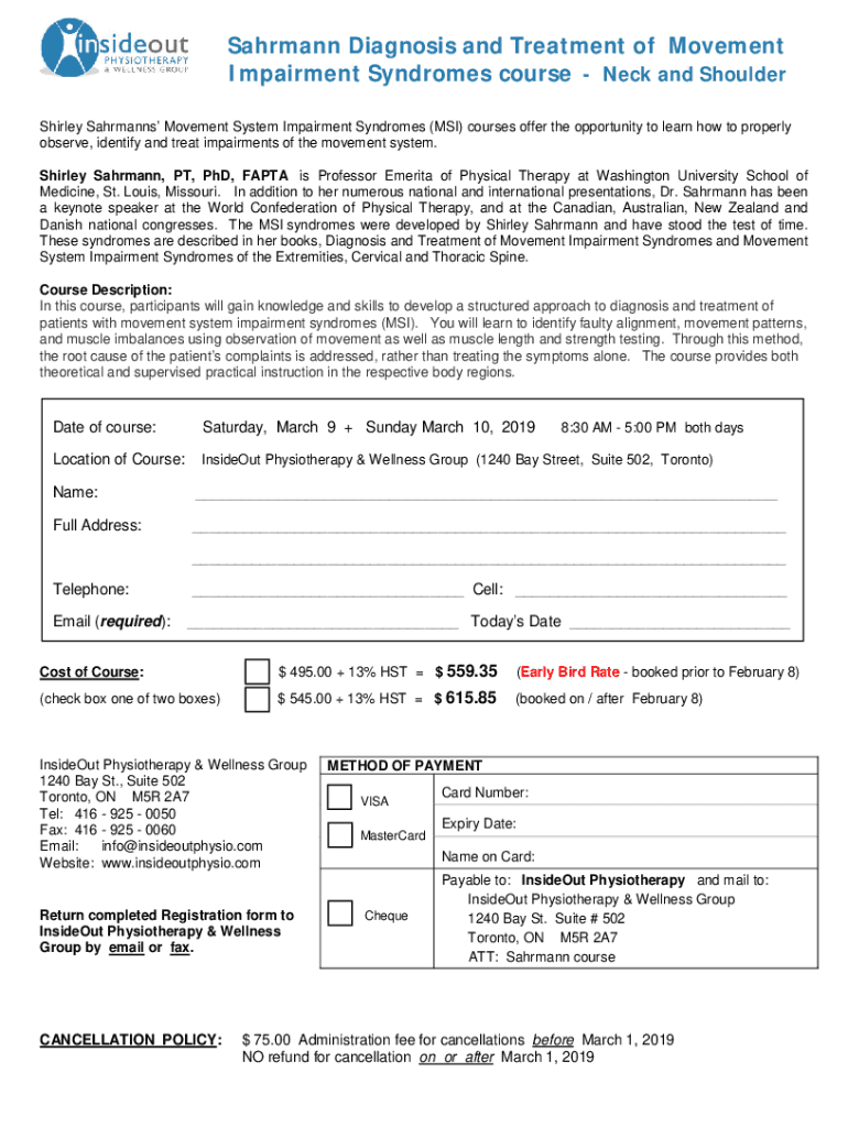 Fillable Online Sahrmann Diagnosis and Treatment of Movement Impairment ...