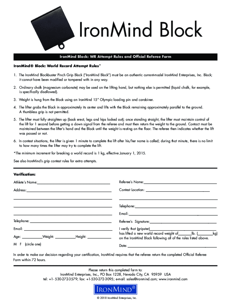 Fillable Online IronMind Blockbuster Pinch Grip Block - Rules & World ...