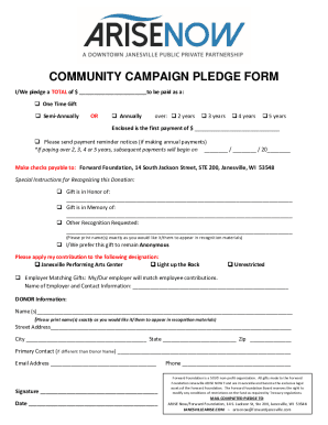 Fillable Online COMMUNITY CAMPAIGN PLEDGE FORM Fax Email Print - pdfFiller