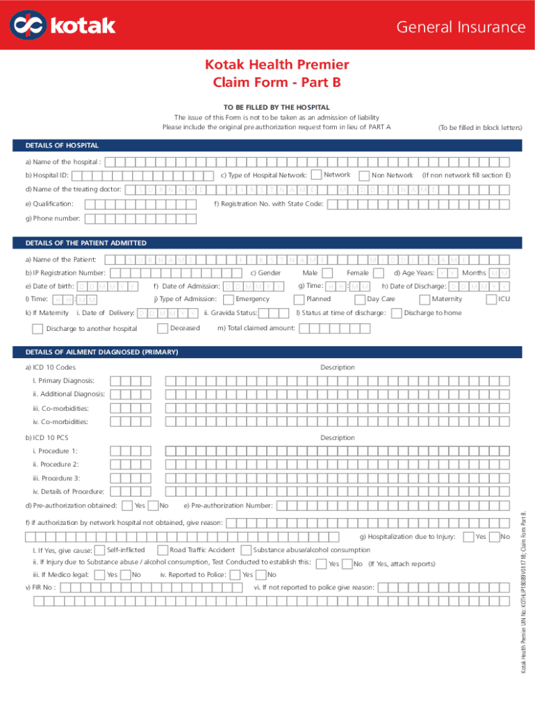 Kotak General Insurance Claim Form - Fill Online, Printable, Fillable ...