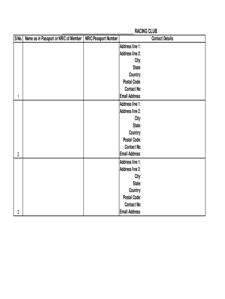 Fillable Online Name as in Passport or NRIC of Member Fax Email Print ...