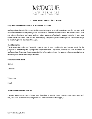 Fillable Online Communication Request Form. Request for Communication ...