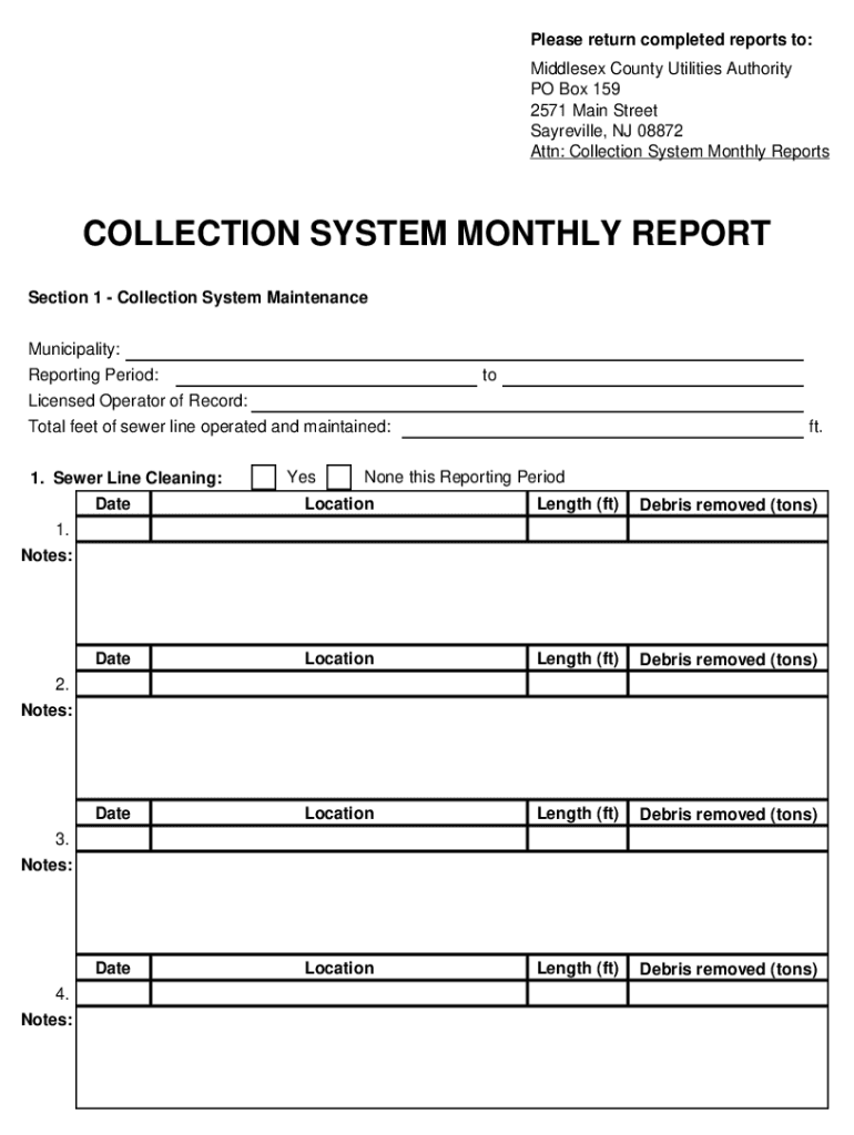 Fillable Online Collection System Report Form w Logo Fax Email Print ...