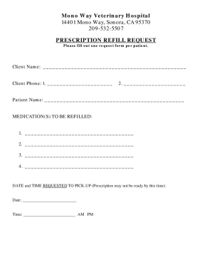 Fillable Online Rx Refill Form Fax Email Print - pdfFiller