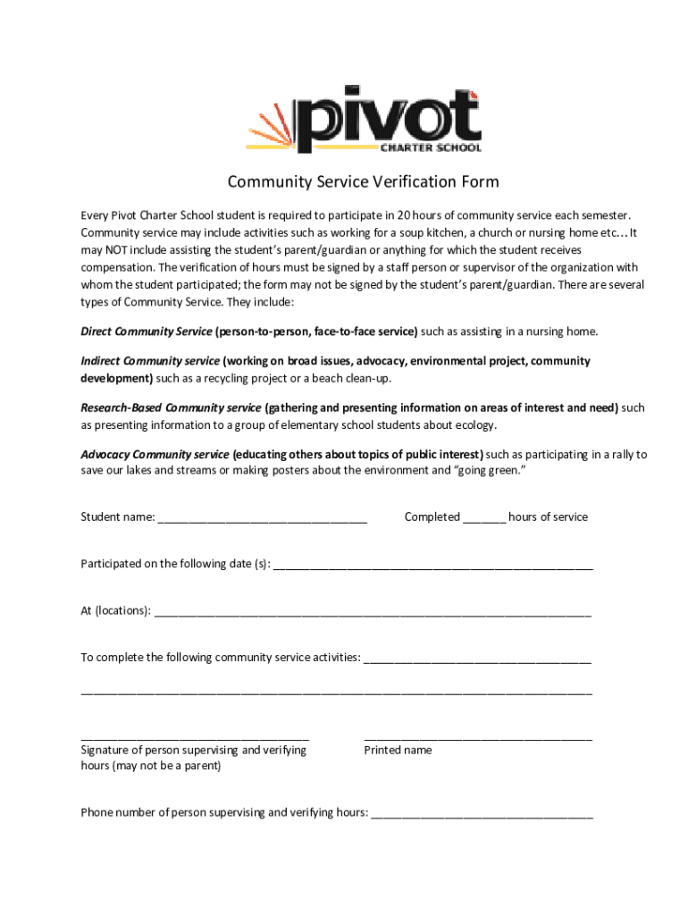 Fillable Online FREE 13+ Sample Community Service Forms in PDFMS WordExcel Fax Email Print ...