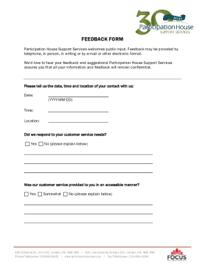 Fillable Online Participant Feedback Form (DB)Employee Feedback ...