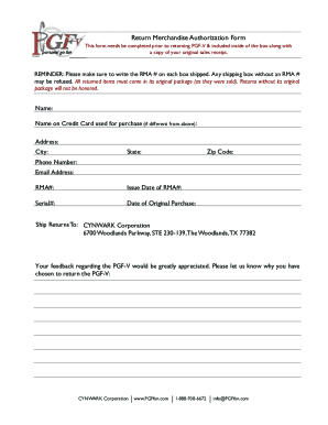 Fillable Online PGF RMA Form Fax Email Print - pdfFiller