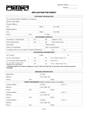 Fillable Online Credit Application Template - 33 + Examples in PDF ...