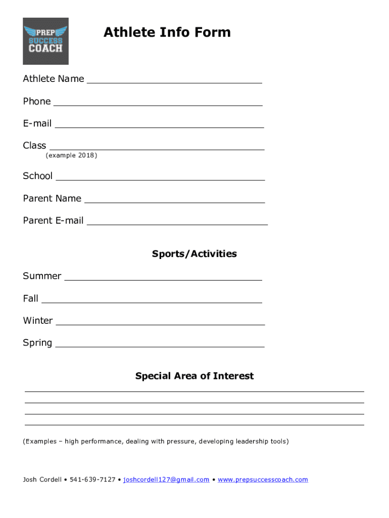 Fillable Online Athlete Form.docx Fax Email Print - pdfFiller
