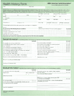 Fillable Online Ada Health History Form Dental Fax Email Print - pdfFiller