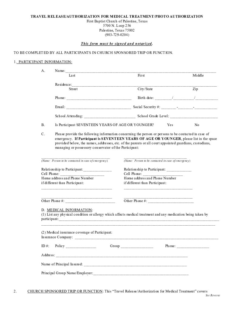 Fillable Online PDF TRAVEL RELEASE/AUTHORIZATION FOR ... - Rackcdn.com Fax Email Print - pdfFiller