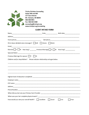 Fillable Online CLIENT INTAKE FORM - Rackcdn.com Fax Email Print ...