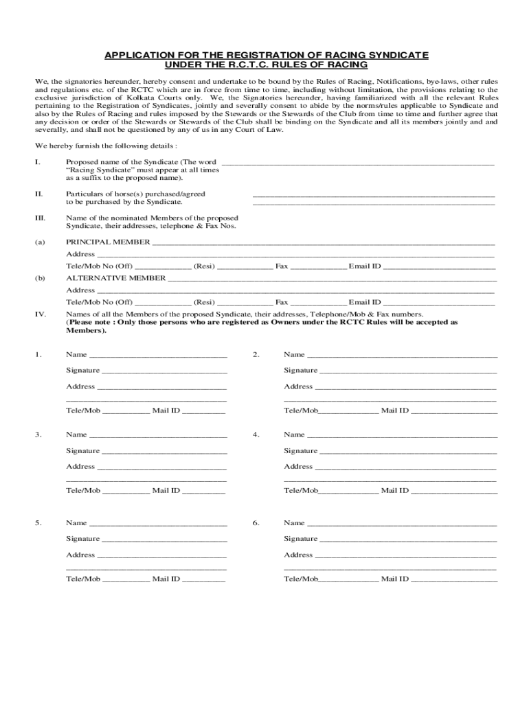 Fillable Online REGISTRATION OF SYNDICATE - FORM.docx Fax Email Print ...