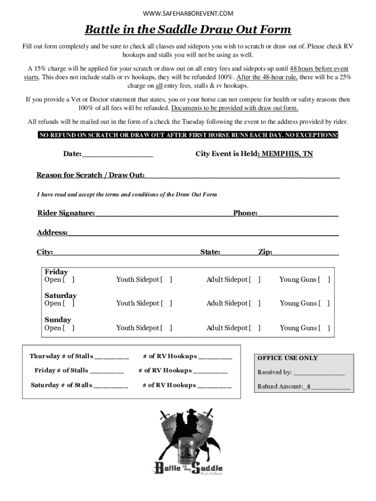 Fillable Online Forms - Safe Harbor Battle in the Saddle Fax Email ...