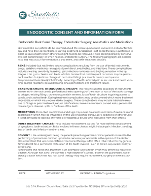 Fillable Online ENDODONTIC CONSENT AND INFORMATION FORM Endodontic Root ...