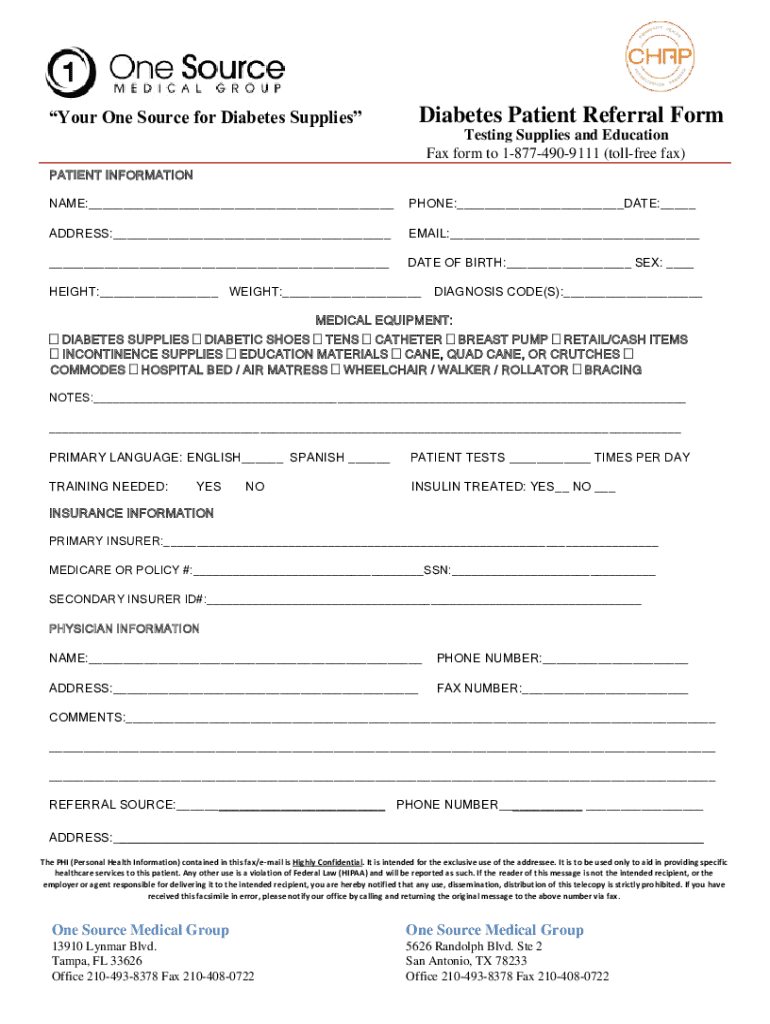 Fillable Online Diabetes Patient Referral Form Fax Email Print - pdfFiller
